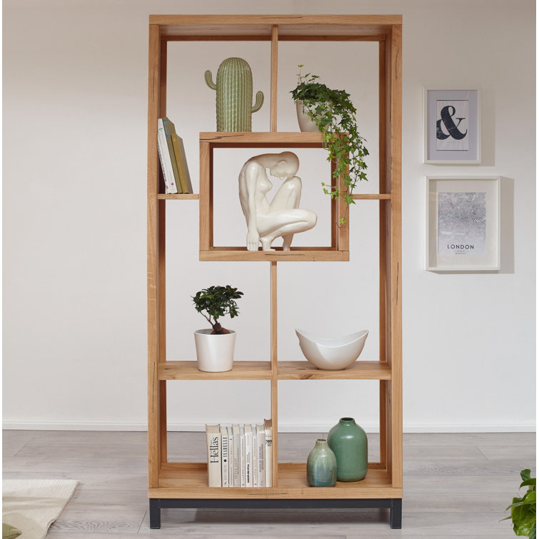 Massivmoebel24 Villanders 200cm H x 100cm W Solid Wood Geometric Bookcase | Wayfair.co.uk